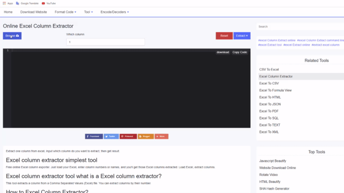 Online Excel Column Extractor Bfotool