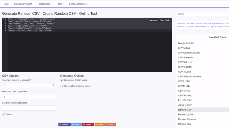 Generate Random Csv Create Random Csv Online Tool Bfotool 5816