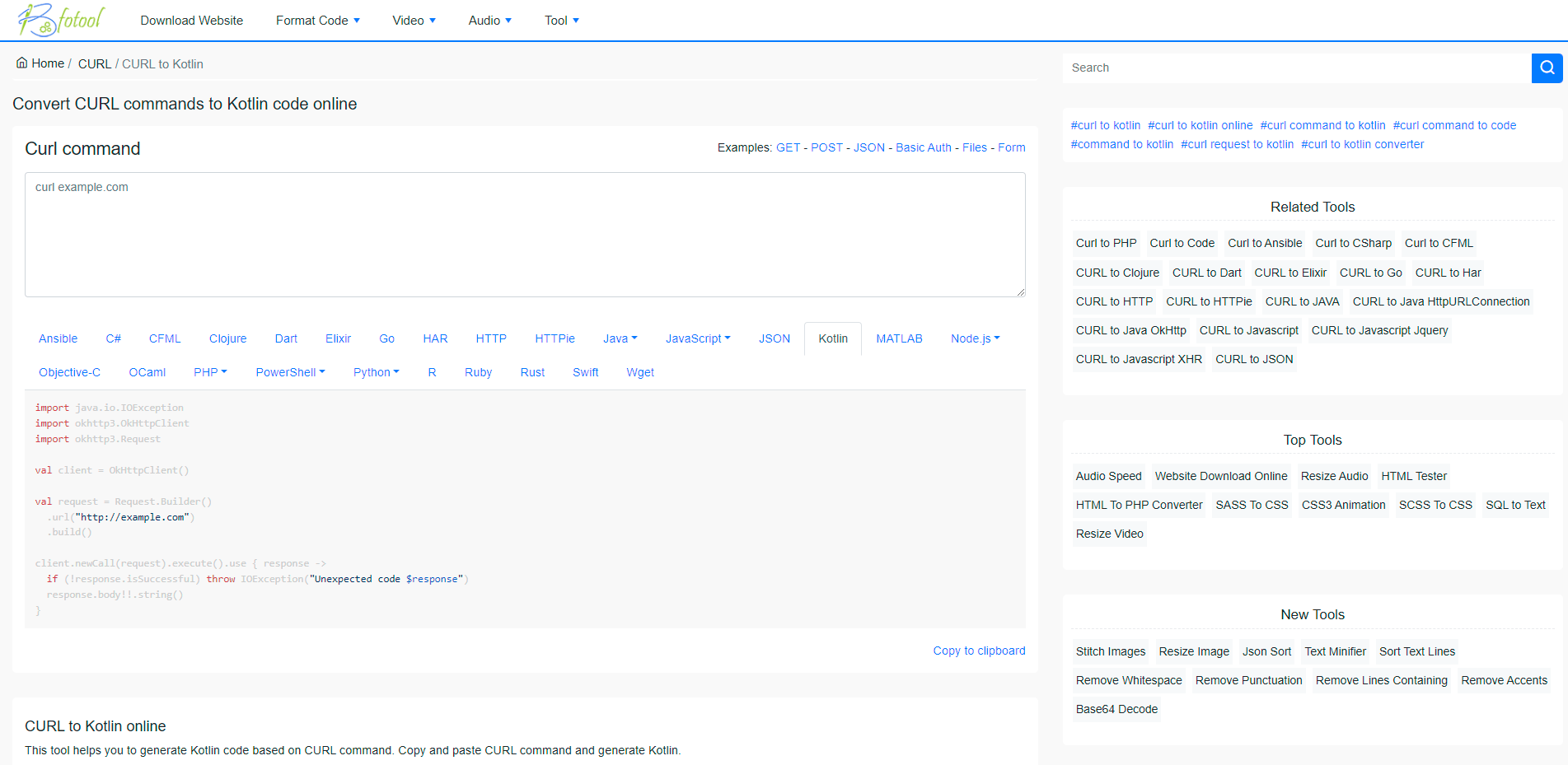 Convert Curl Commands To Kotlin Code Online Bfotool