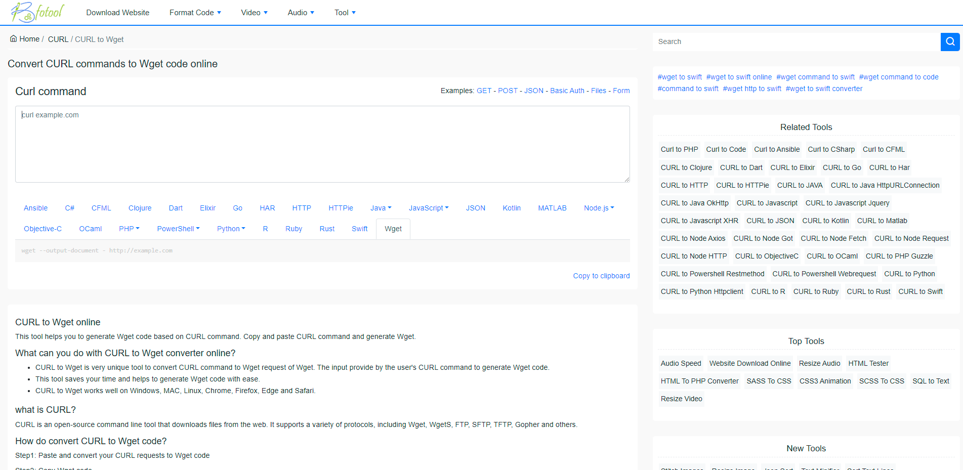 在线将 CURL 命令转换为 Wget 代码 - bfotool 在线将 CURL 命令转换为 Wget 代码 - bfotool
