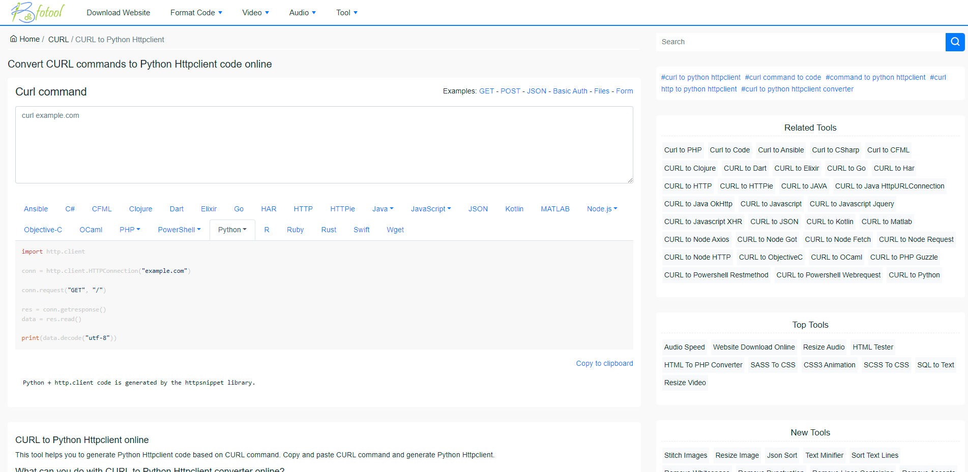 Convert Curl Commands To Python Client Code Online Bfotool 0901
