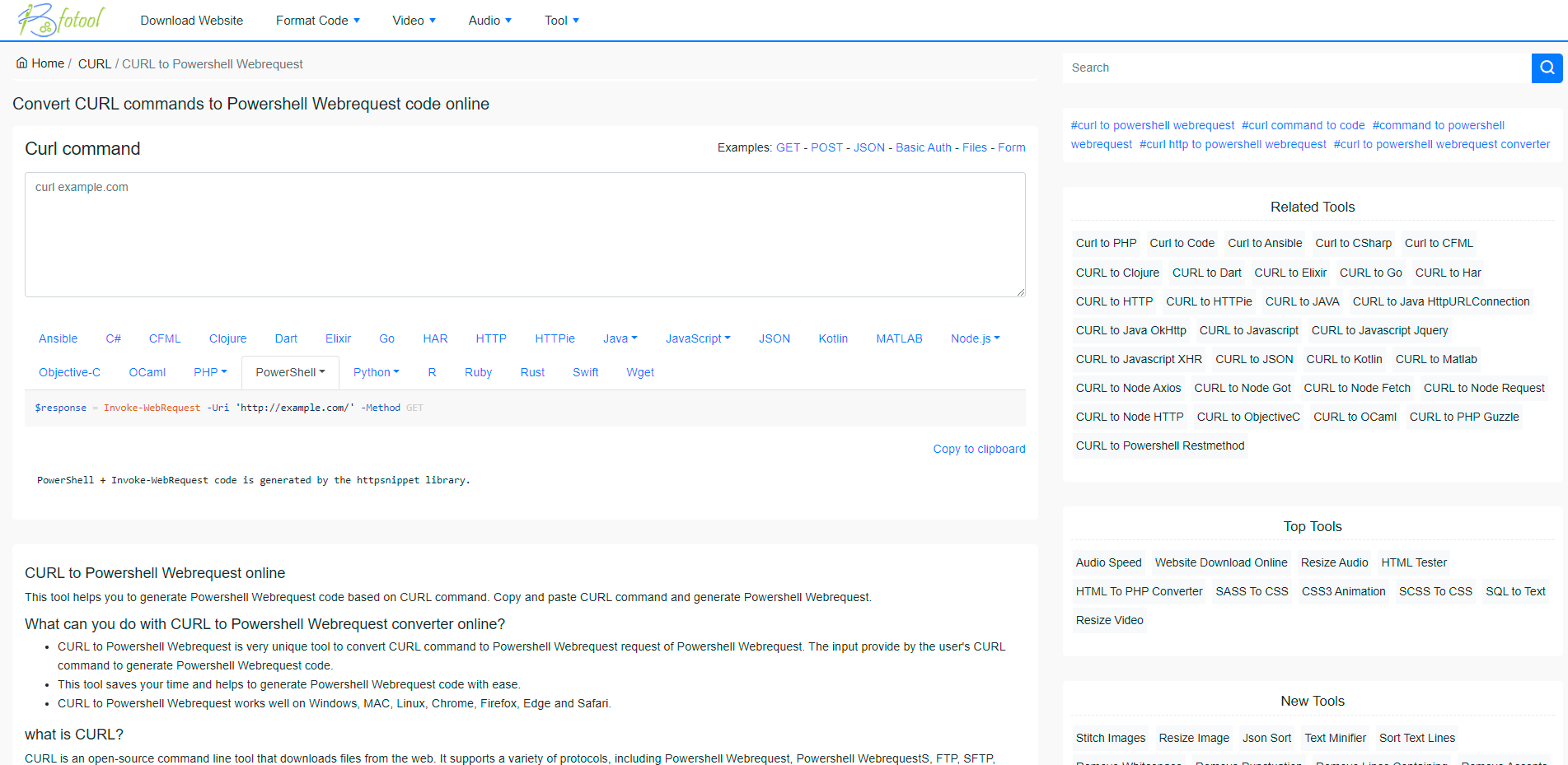 Convert Curl Commands To Powershell Webrequest Code Online Bfotool 6928